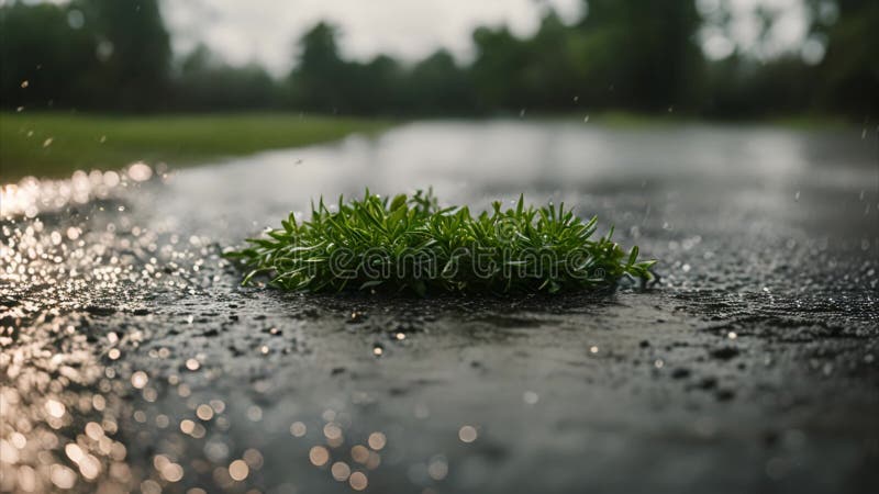 A Green Patch on a Rainy Day Stock Video - Video of grass, botanical ...