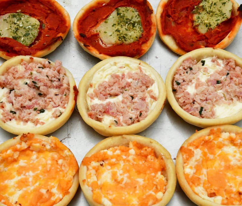 A close up of small pizzas stock image. Image of small - 180419955