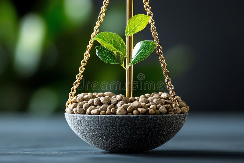 Close-up of a Small Plant Sprouting in a Balance Scale Filled with ...