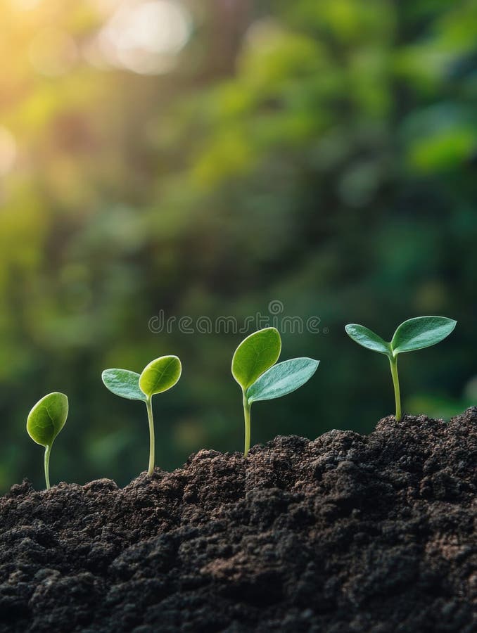 Close-up of Small Plants Growing from the Soil, with Roots and Stems ...