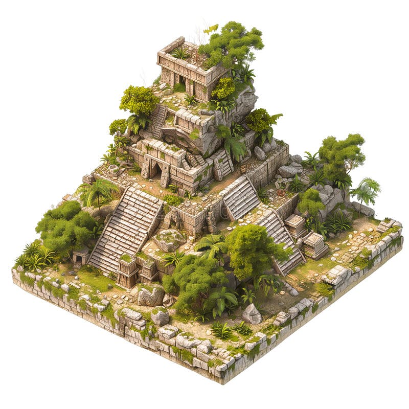 A Close Up of a Small Pyramid with a Tree on Top, 2D Floating Landscape ...