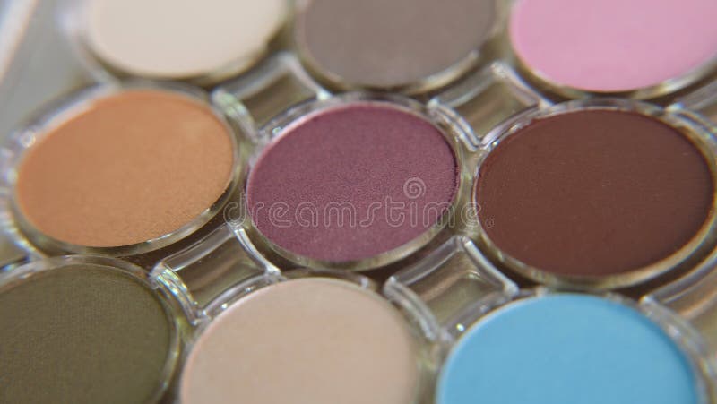 Close Up of Small Round Eye Shadow Palettes in Different Colors. Stock ...
