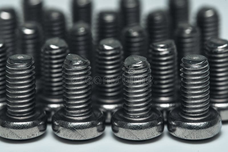 Close Up of Small Screws in Rows Stock Photo - Image of metalwork ...