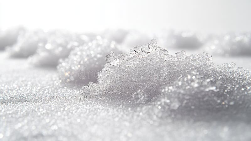 Close-up of Small Snow Clumps on a Snowy Surface, Glistening in ...
