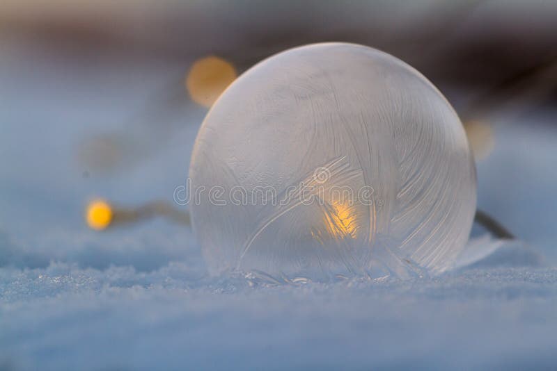 Freezing bubbles in winter stock photo. Image of macro - 138581084