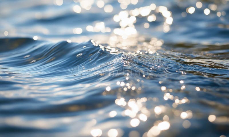 Close-up of Small Waves in a Lake, Sunlight Sparkling on the Water ...