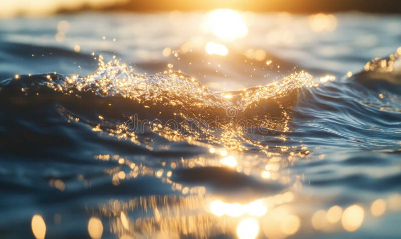 Close-up of Small Waves in a Lake, Sunlight Sparkling on the Water ...