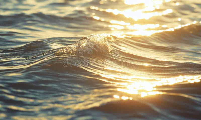 Close-up of Small Waves in a Lake, Sunlight Sparkling on the Water ...
