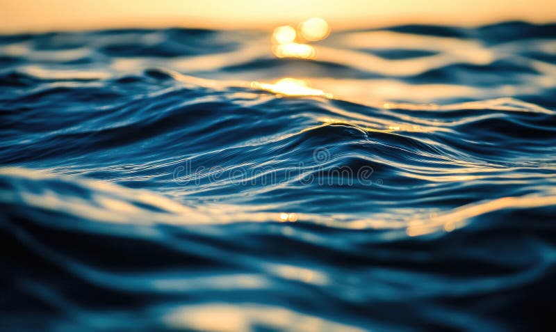 Close-up of Small Waves in a Lake, Sunlight Sparkling on the Water ...