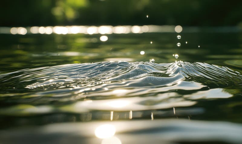 Close-up of Small Waves in a Lake, Sunlight Sparkling on the Water ...