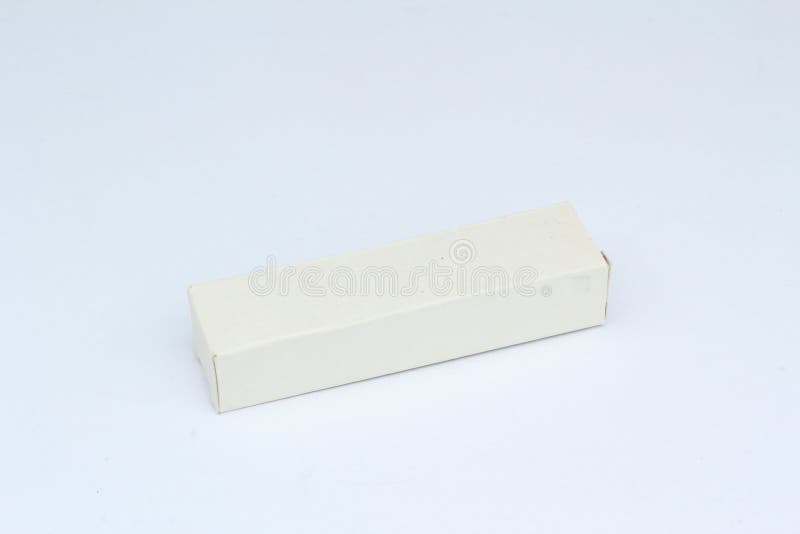 Close Up of a Small White Box Template on White Background Stock Image ...