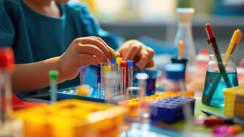 Close Up of Smart Children Hands Learning about Science in STEM Lesson ...