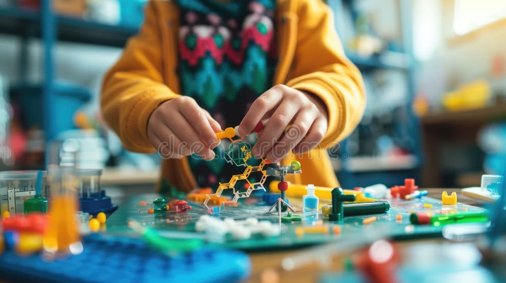 Close Up of Smart Children Hands Learning about Science in STEM Lesson ...