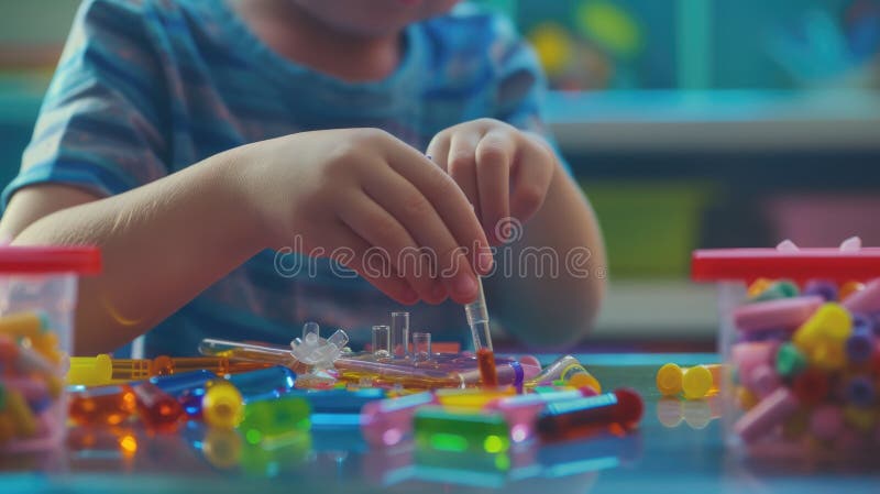 Close Up of Smart Children Hands Learning about Science in STEM Lesson ...