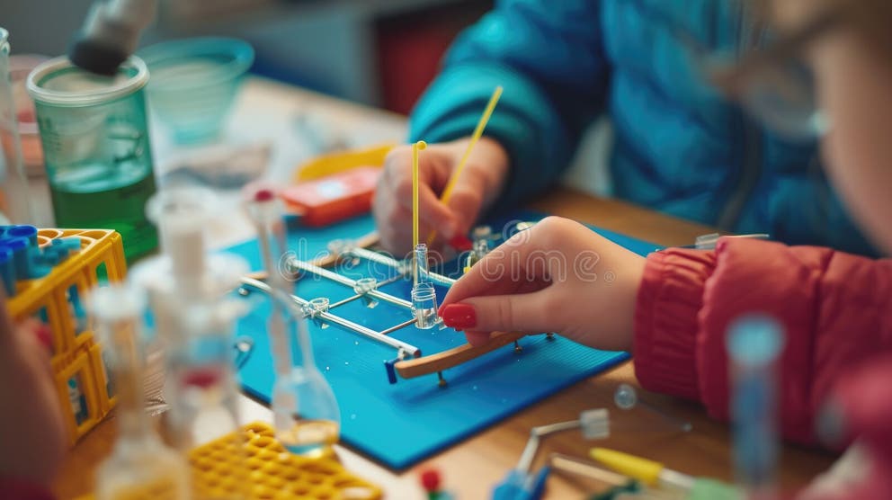 Close Up of Smart Children Hands Learning about Science in STEM Lesson ...