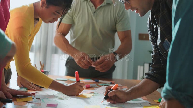 Close Up of Smart Developer Team Using Mind Map To Brainstorm Idea ...