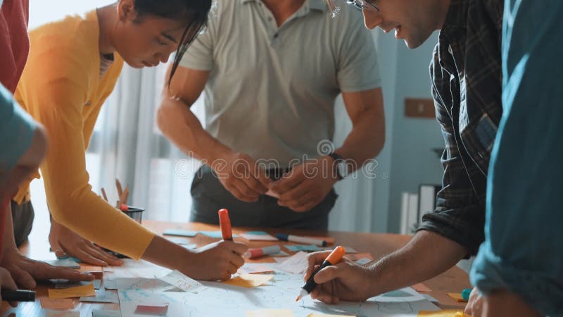 Close Up of Smart Developer Team Using Mind Map To Brainstorm Idea ...