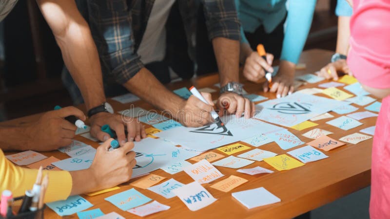 Close Up of Smart Developer Team Using Mind Map To Brainstorm Idea ...