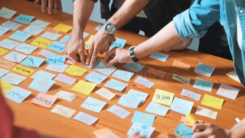 Close Up of Smart Developer Team Using Mind Map To Brainstorm Idea ...