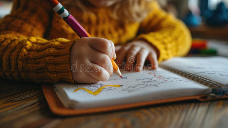 Close Up of Smart Diverse Children Hand Writing Classwork at Classroom ...