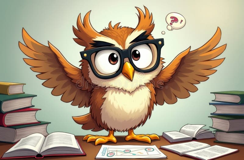 Close Up of a Smart Owl at 8-1-2025 Stock Illustration - Illustration ...
