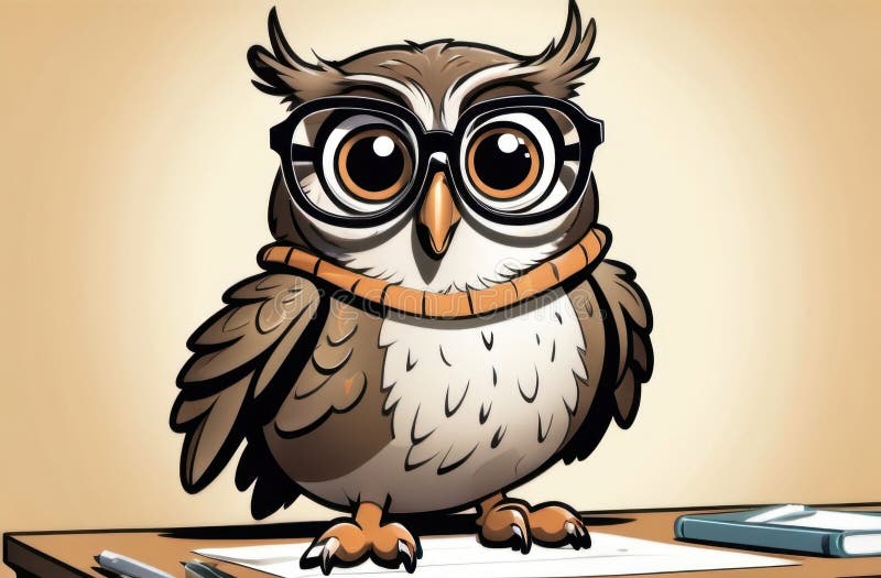 Close Up of a Smart Owl at 8-1-2025 Stock Illustration - Illustration ...