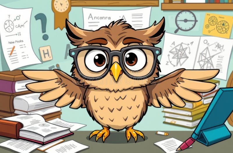 Close Up of a Smart Owl at 8-1-2025 Stock Illustration - Illustration ...
