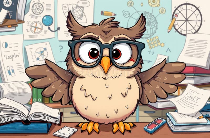 Close Up of a Smart Owl at 8-1-2025 Stock Illustration - Illustration ...