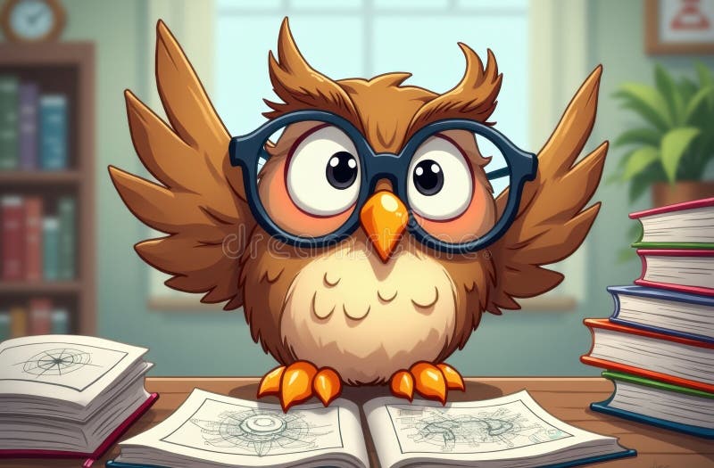 Close Up of a Smart Owl at 8-1-2025 Stock Illustration - Illustration ...