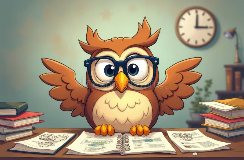 Close Up of a Smart Owl at 8-1-2025 Stock Illustration - Illustration ...
