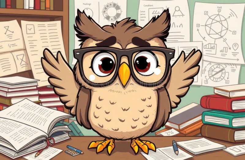 Close Up of a Smart Owl at 8-1-2025 Stock Illustration - Illustration ...