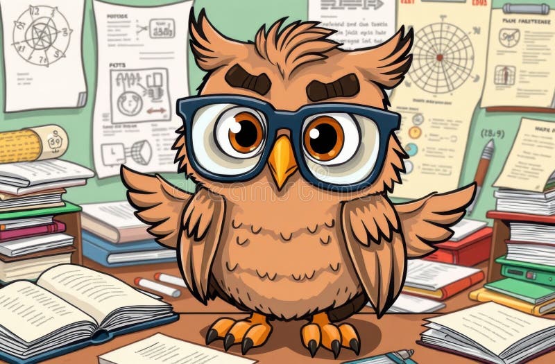 Close Up of a Smart Owl at 8-1-2025 Stock Illustration - Illustration ...