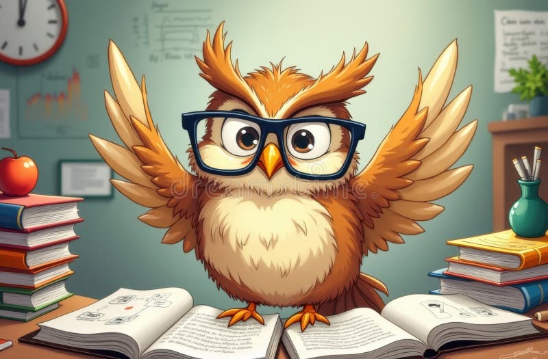 Close Up of a Smart Owl at 8-1-2025 Stock Illustration - Illustration ...