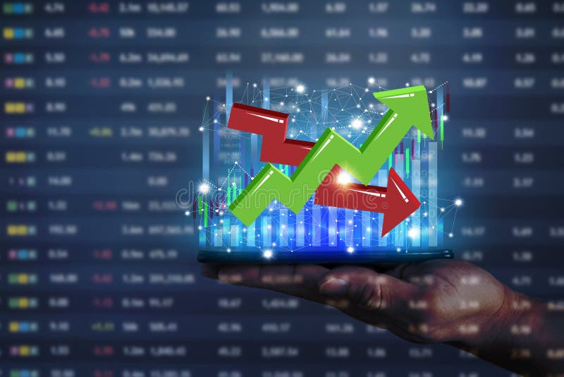 Close Up of Smart Phone with Creative Forex Chart on Blue Background ...