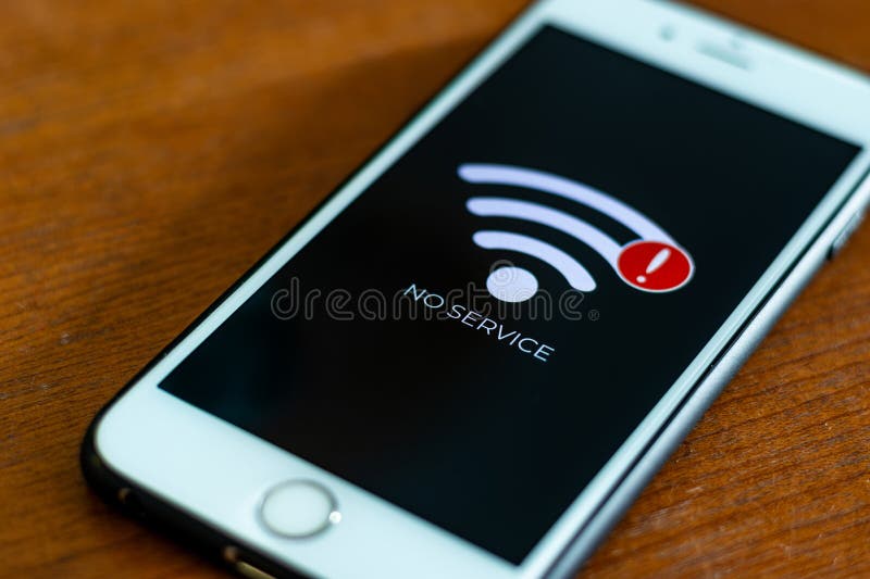 Close Up of Smart Phone with Sign No Service on Screen. Communication ...