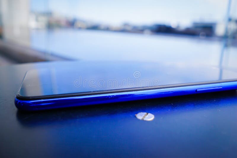 Close Up of a Smart Phone on a Table Stock Image - Image of weather ...