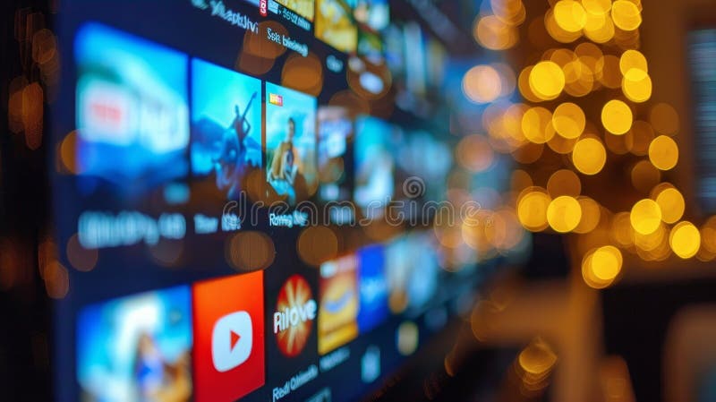 Close Up of Smart Tv Screen Showing Open Video Streaming Application ...