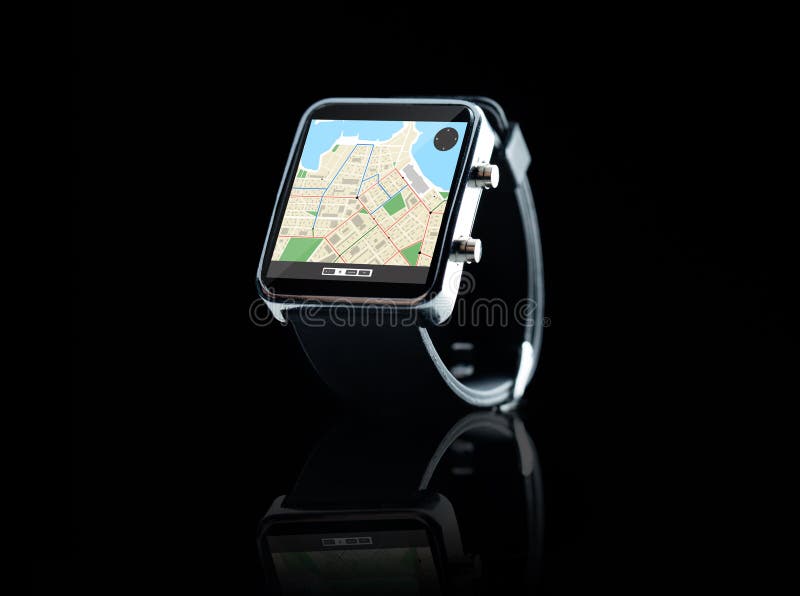 Close Up of Smart Watch with Gps Navigation App Stock Photo - Image of ...
