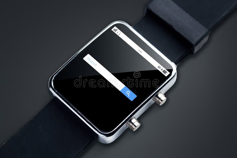 Close Up of Smart Watch Internet Browser Search Stock Image - Image of ...