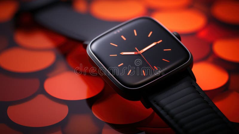 A Close Up of a Smart Watch Sitting on Top of Some Circles, AI Stock ...