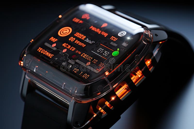 A Close Up of a Smart Watch on a Table Stock Illustration ...