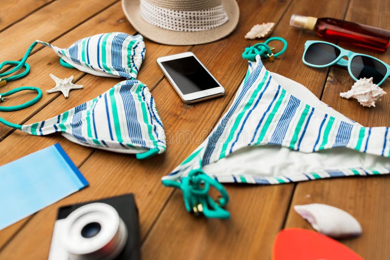 Close Up of Smartphone and Beach Stuff Stock Photo - Image of hipster ...