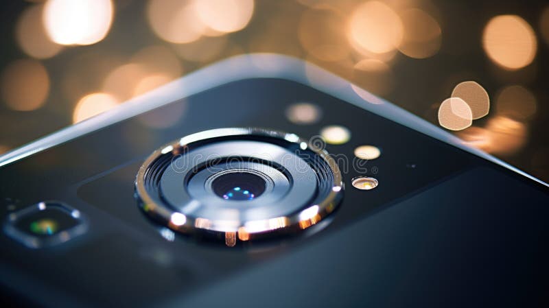 A Close Up of a Smartphone Camera with Bokeh Lights, AI Stock Photo ...