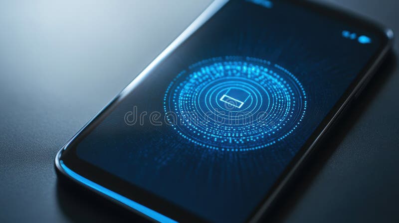 Close-up of Smartphone with Digital Biometric Fingerprint Security ...