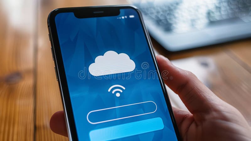 Close-up of a Smartphone Displaying a Cloud Storage Login Screen ...