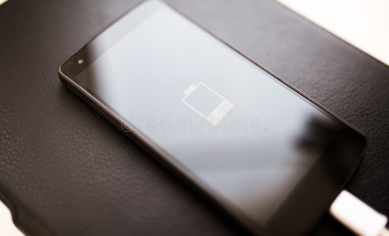 Close-up of Smartphone with Low Battery Symbol Stock Image - Image of ...