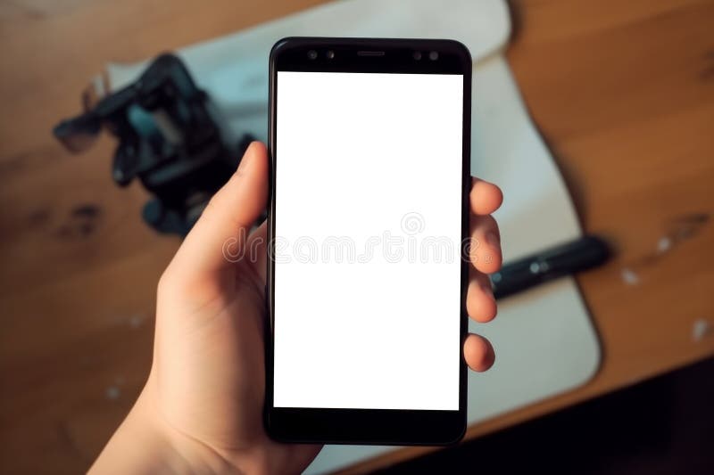 A Close-up Smartphone Mockup in Hand with a Content Space Stock ...
