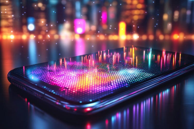 Bright LED Smartphone Display in Urban Conditions Stock Photo - Image ...