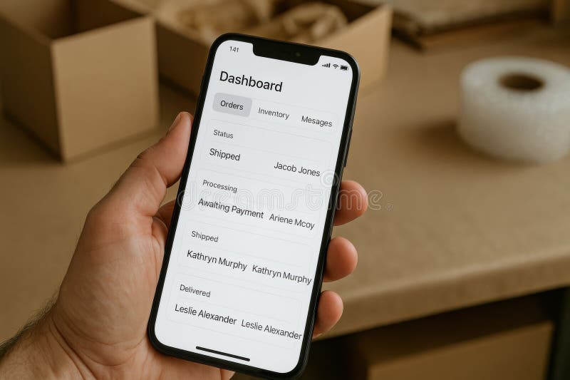 A Close-up of a Smartphone Screen Displaying an Order Dashboard ...