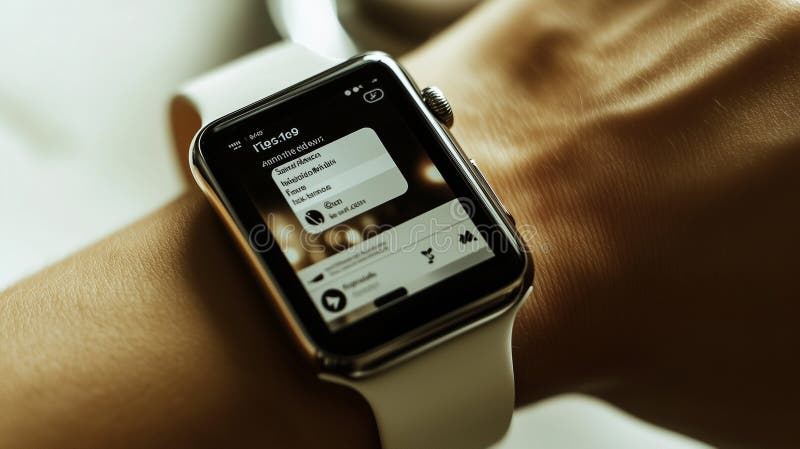 Close-up of a Smartwatch Displaying Notifications on Wrist Stock ...